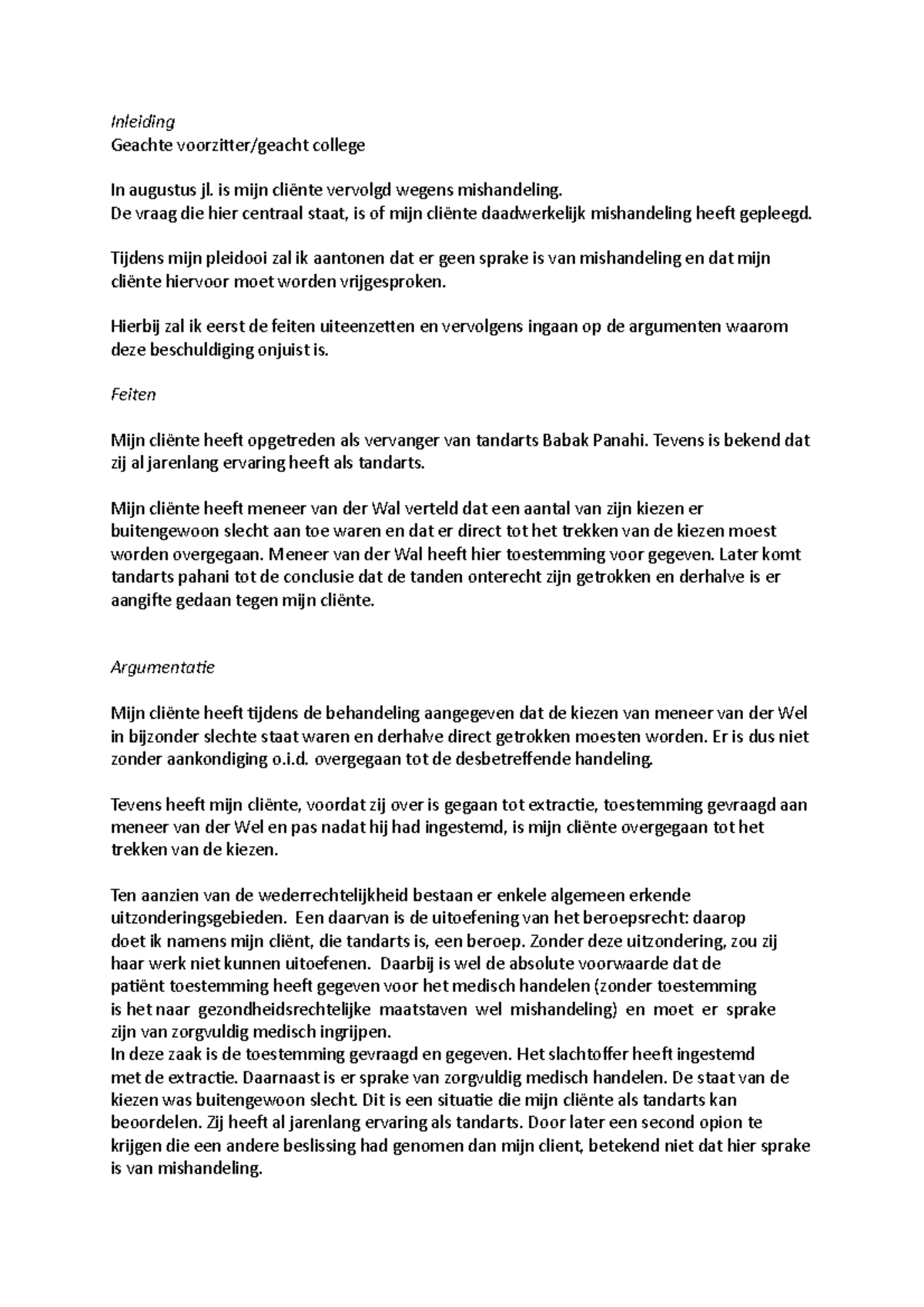 Mootcourt Workshop 1 - Inleiding Geachte voorzitter/geacht college In ...