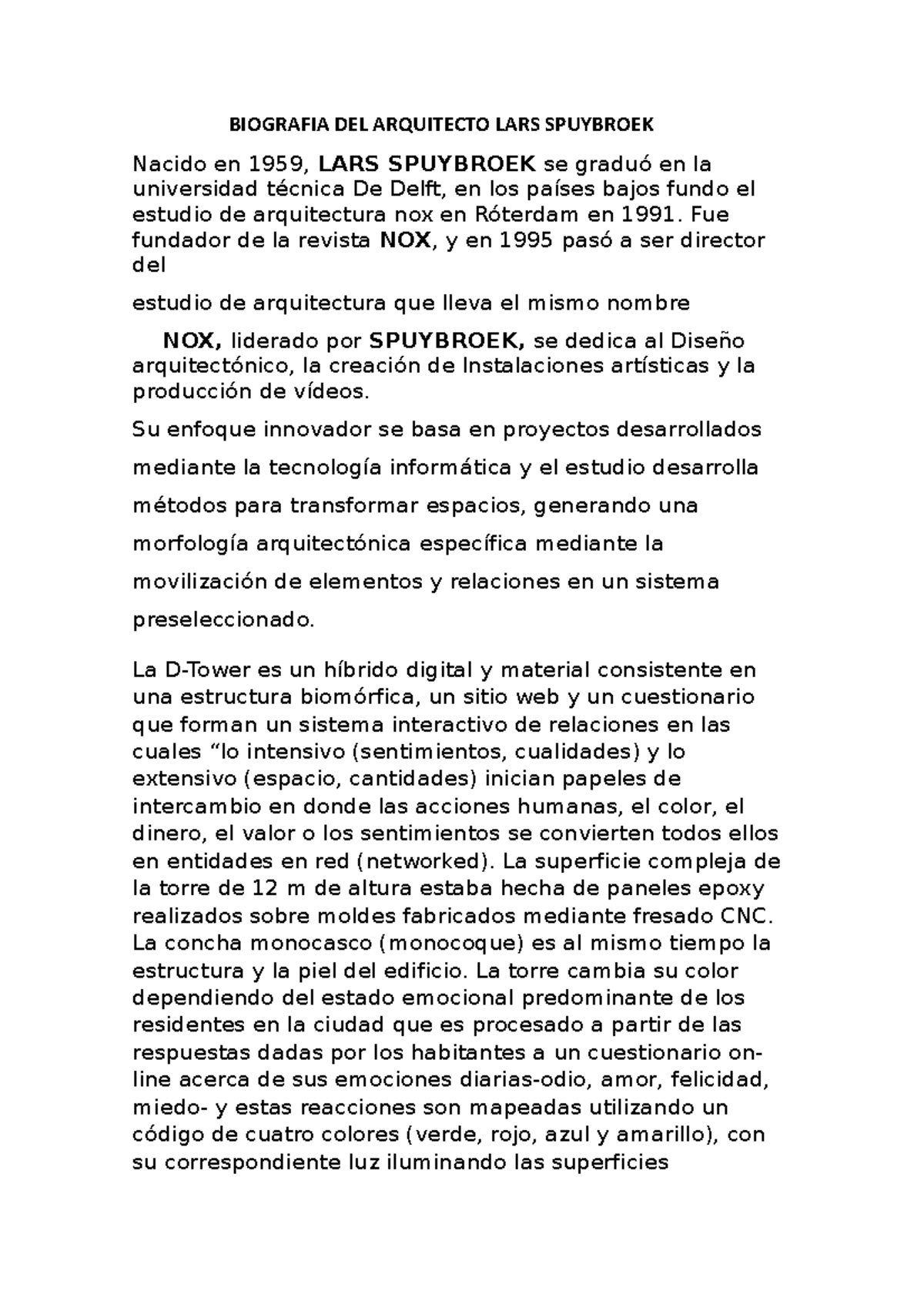 Historia de la arquitectura - BIOGRAFIA DEL ARQUITECTO LARS SPUYBROEK ...