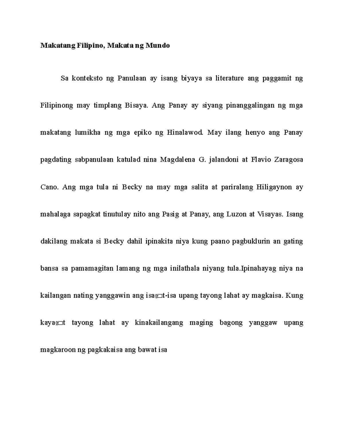 Filipino 18 - Makatang Filipino, Makata ng Mundo Sa konteksto ng ...