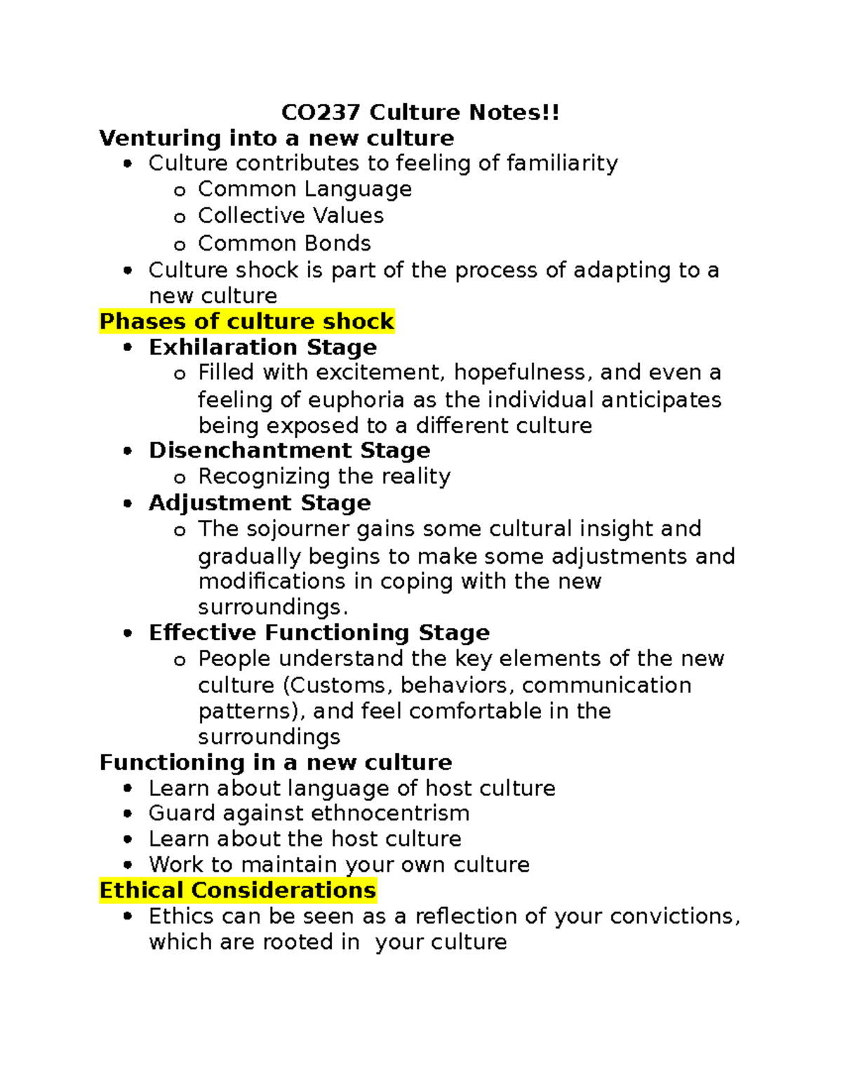 CO237 Notes - Intro Communications - CO237 Culture Notes!! Venturing ...