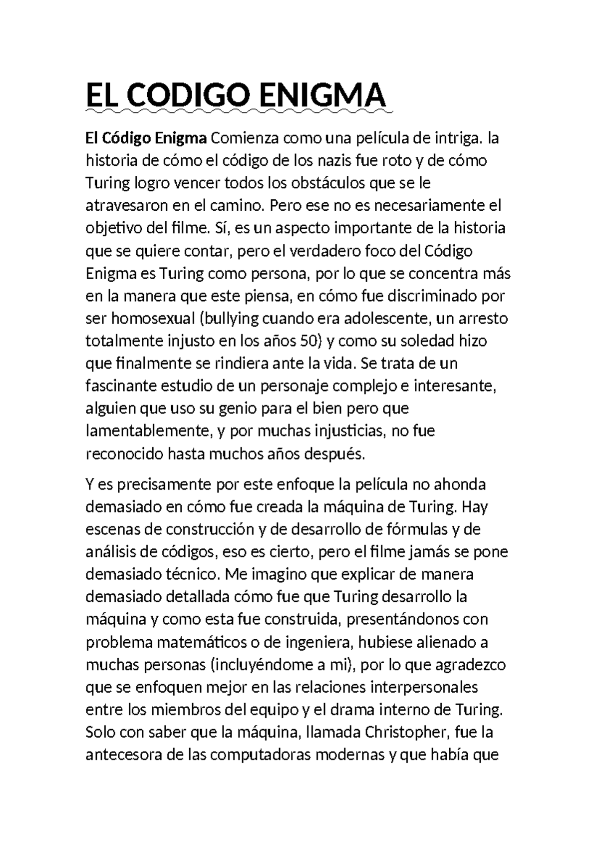 El Código Enigma - eeeee - EL CODIGO ENIGMA El Código Enigma Comienza ...