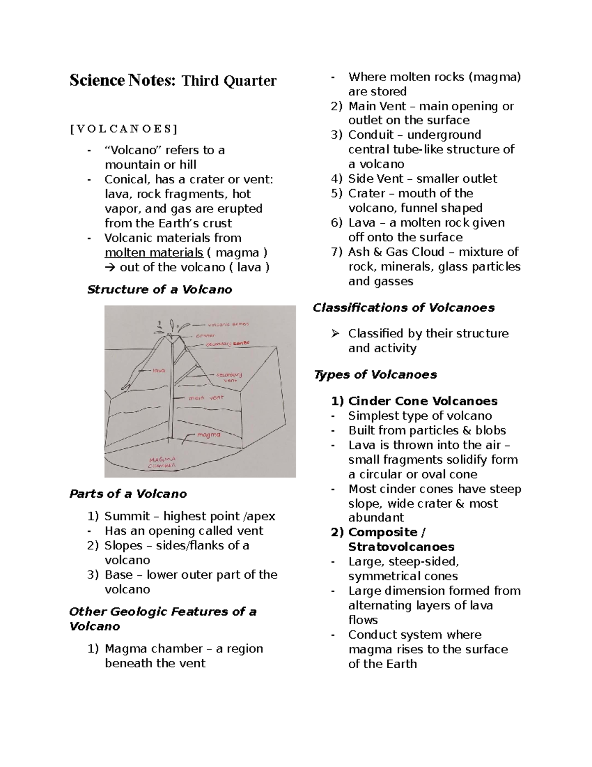earth science notes - Science Notes: Third Quarter [ V O L C A N O E S ...