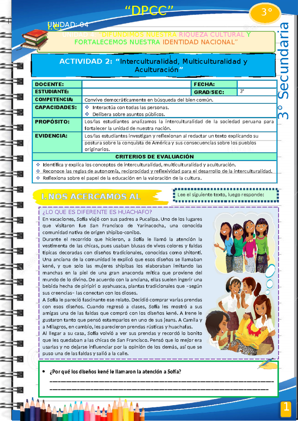 3° DPCC -ACTV.02-UNID.4 2023 - ACTIVIDAD 2: “Interculturalidad, Multiculturalidad y Aculturación ...