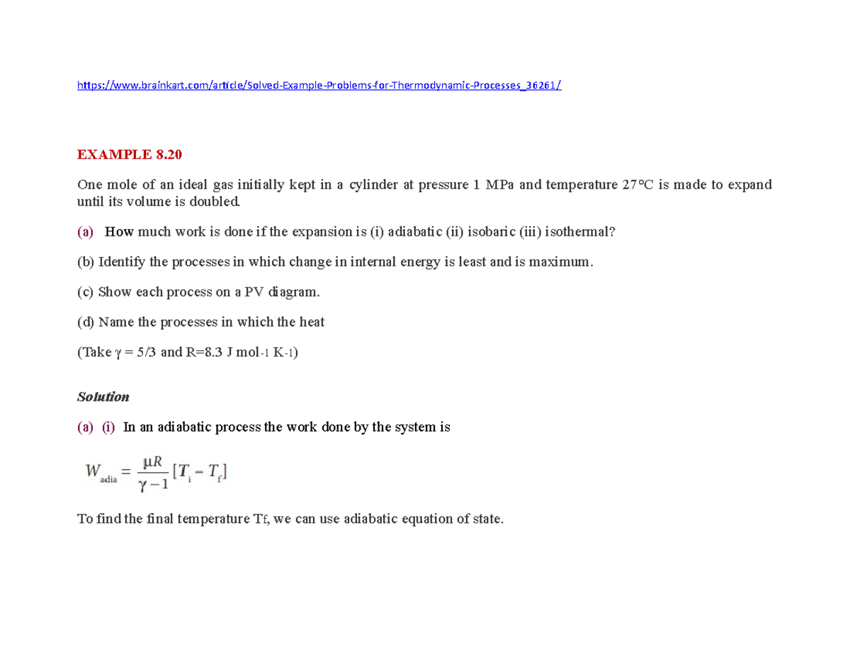 Complex Engineering Problem (CEP) of Thermodynamics - - Studocu