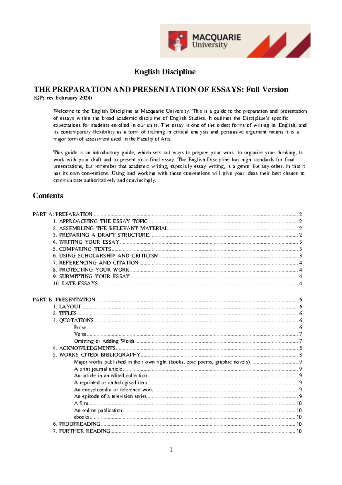English Style Guide 2024 - English Discipline THE PREPARATION AND ...