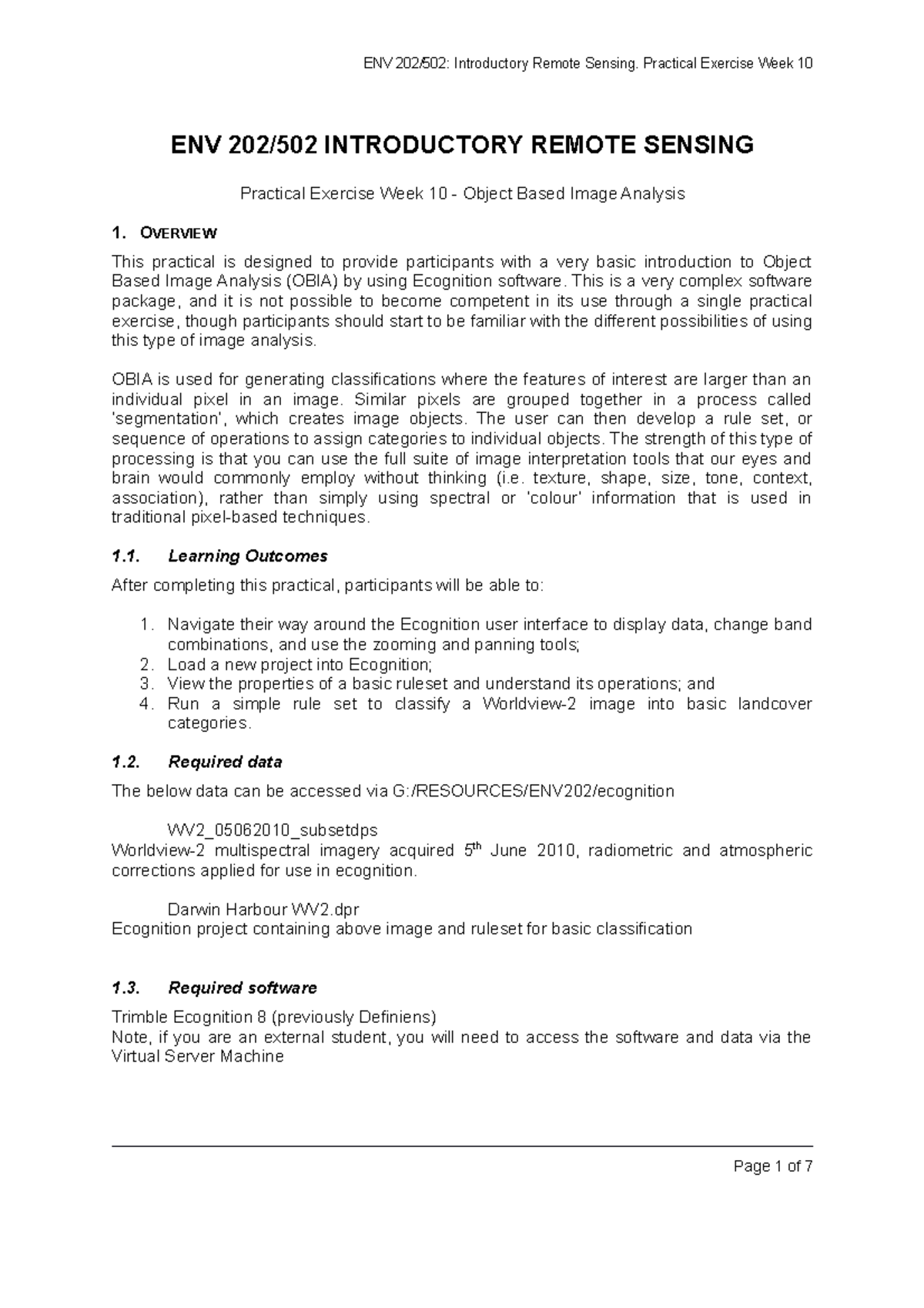 Practical - Practical exercises - ENV Introductory Remote Sensing ...