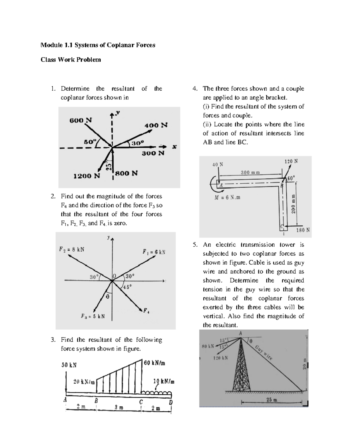 Mechanics final - Lecture notes 1-24 - Module 1 Systems of Coplanar ...