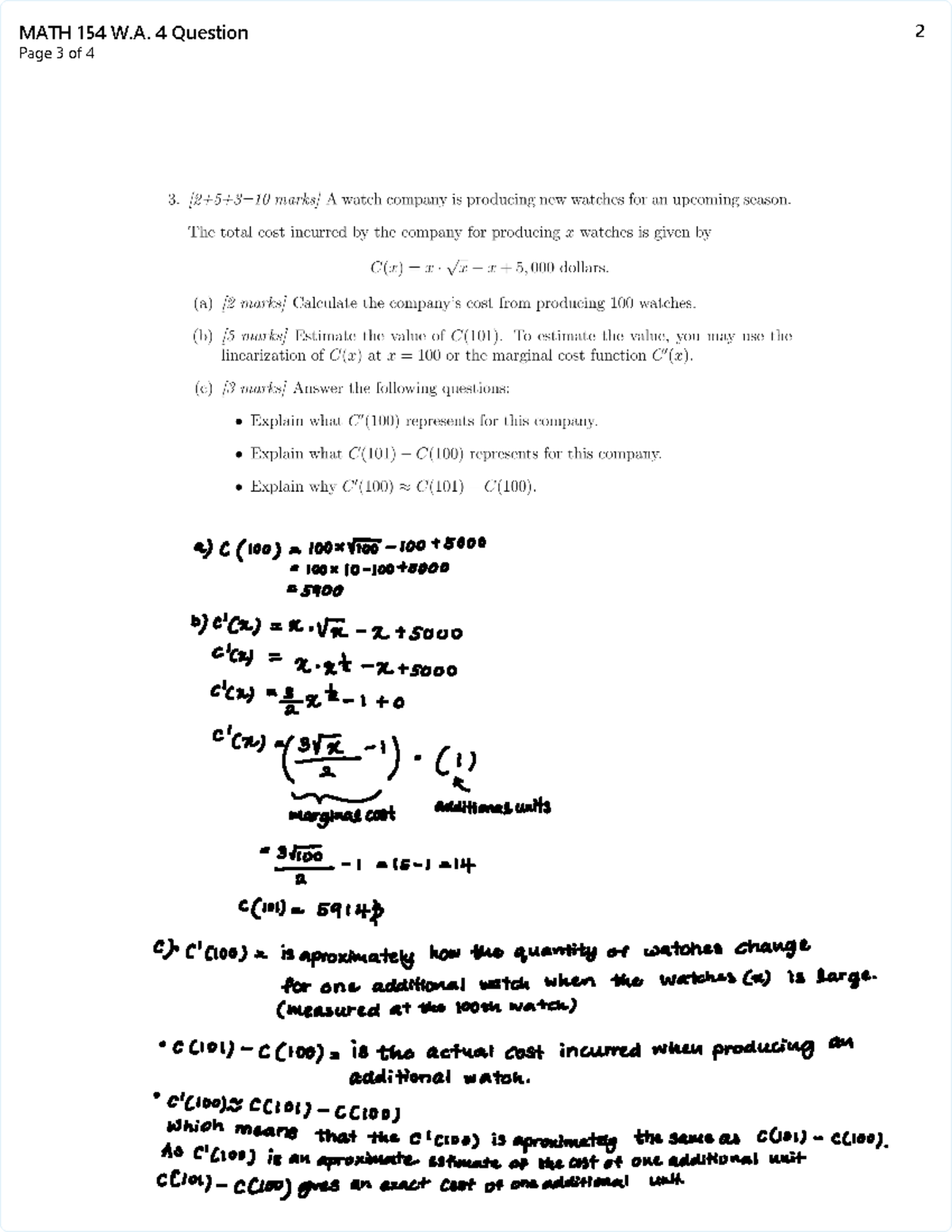 Math assignment 4 - Page 2 - Math 154 - MATH 154 W. 4 Question Page 3 of 4 2 - Studocu