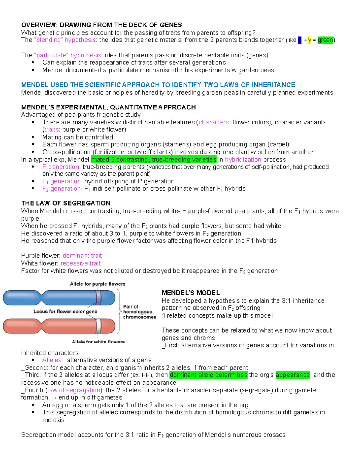 Chap 14 - Lecture notes 14 - OVERVIEW: DRAWING FROM THE DECK OF GENES ...