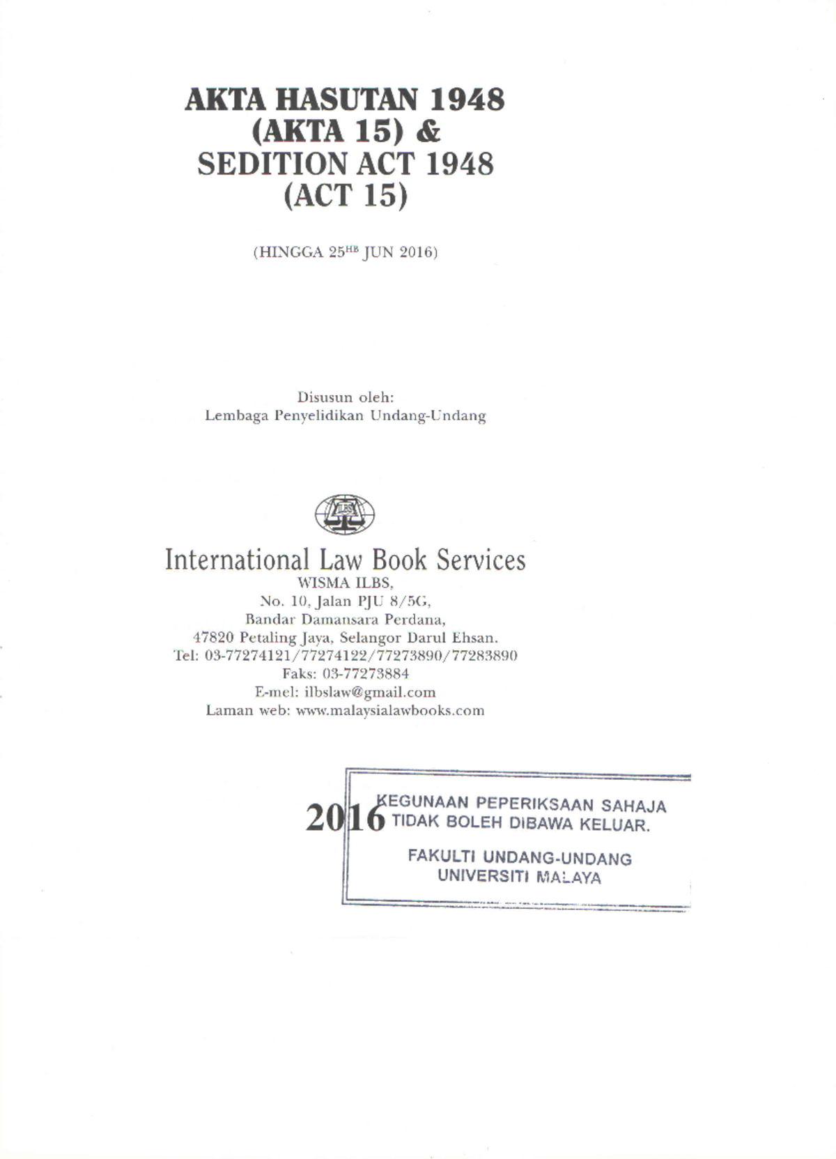 Act 15 - Sedition Act 1948 - Cyber Law - Studocu