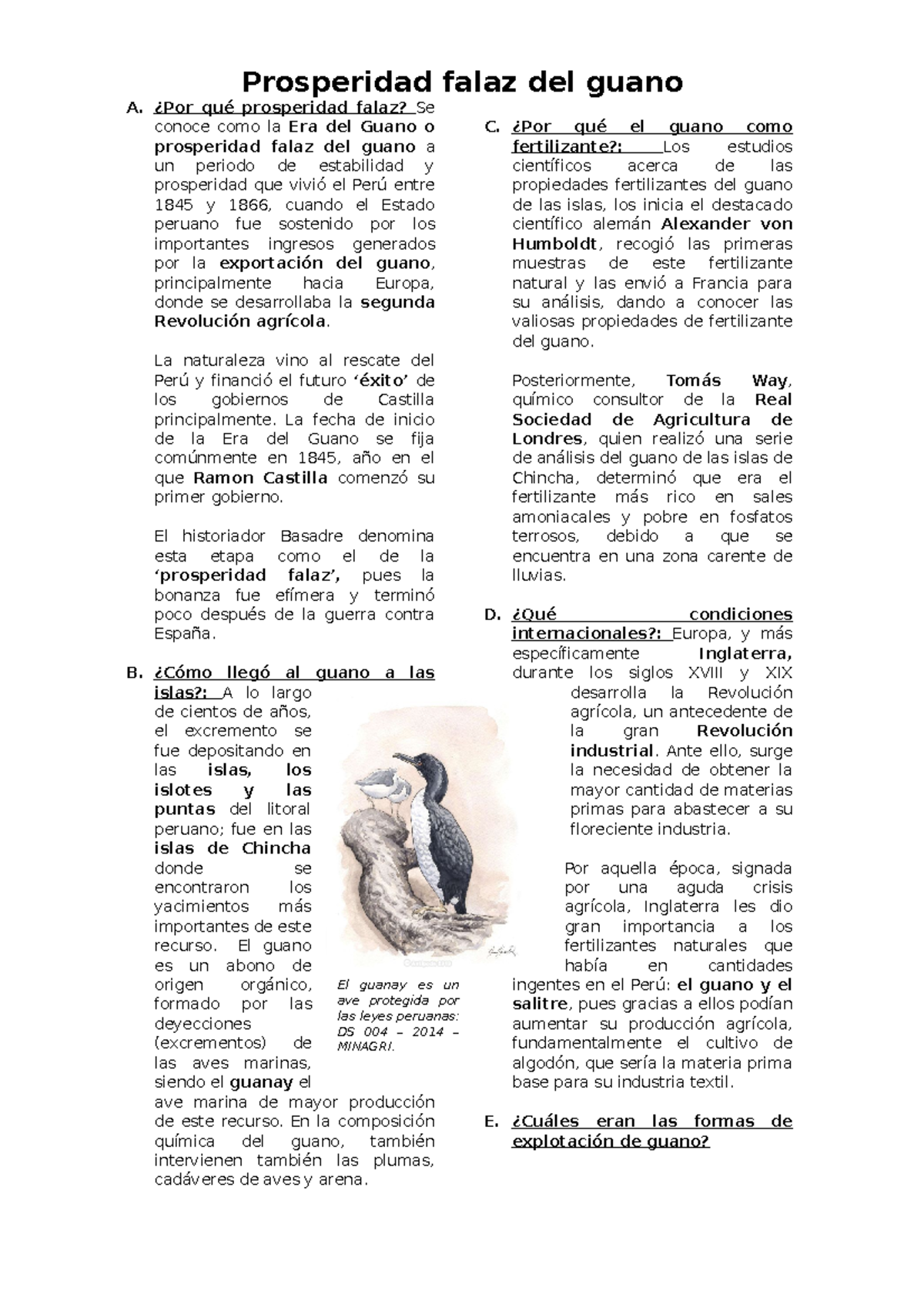 Periodo de la prosperidad falaz del guano - Prosperidad falaz del guano ...