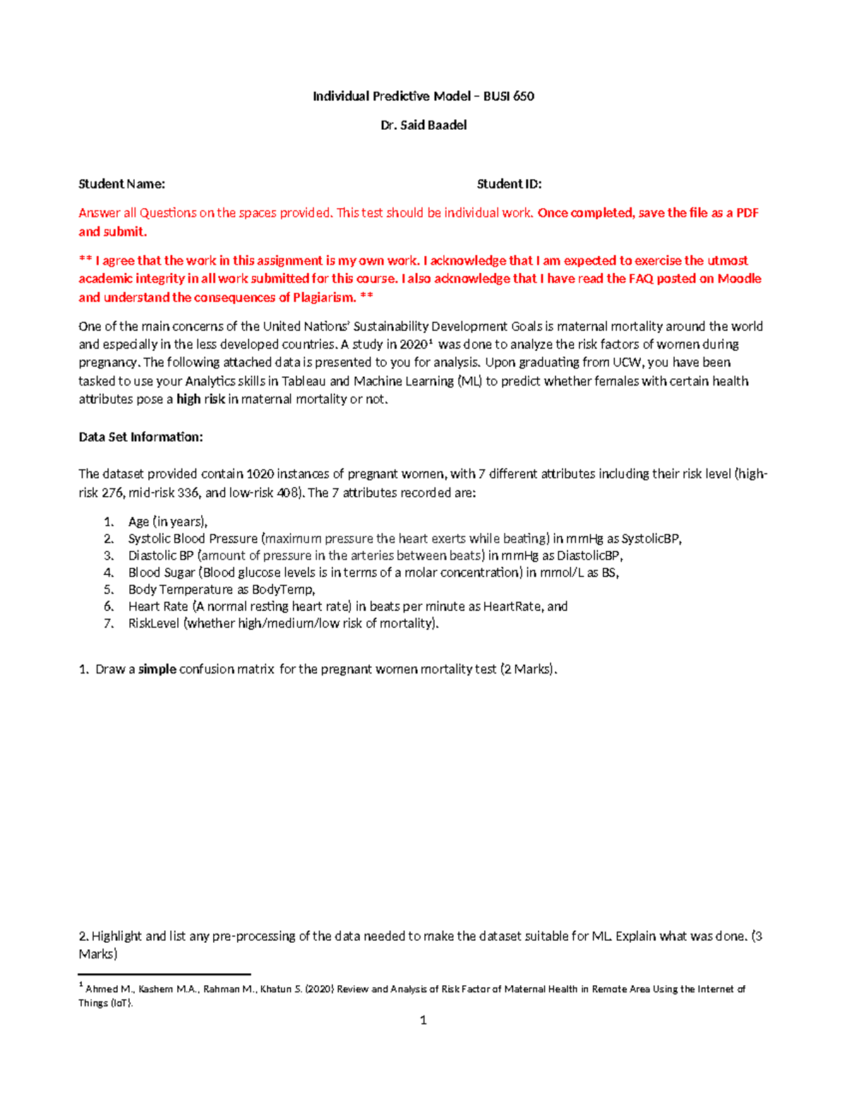 Individual Predictive Model 2023 - Said Baadel Student Name: Student ID ...