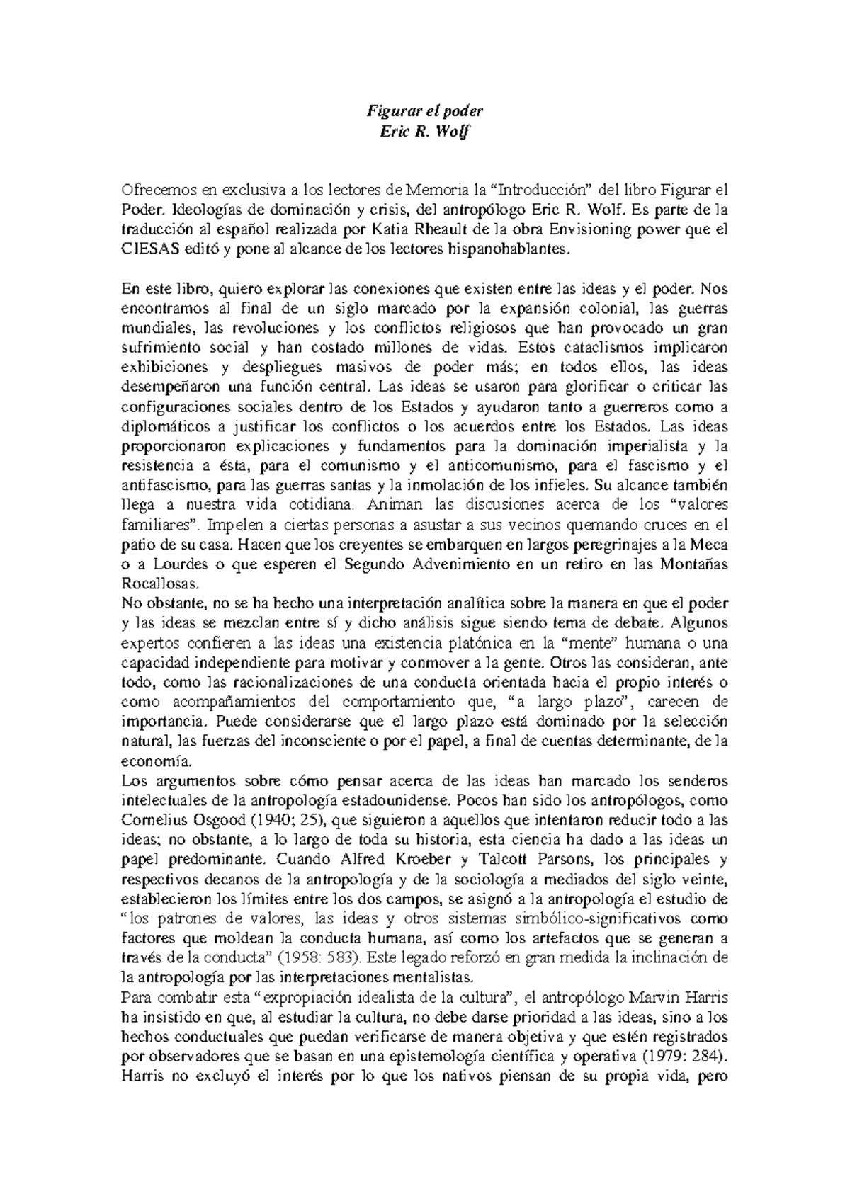 Figurar El Poder Erich Wolf - Figurar el poder Eric R. Wolf Ofrecemos ...