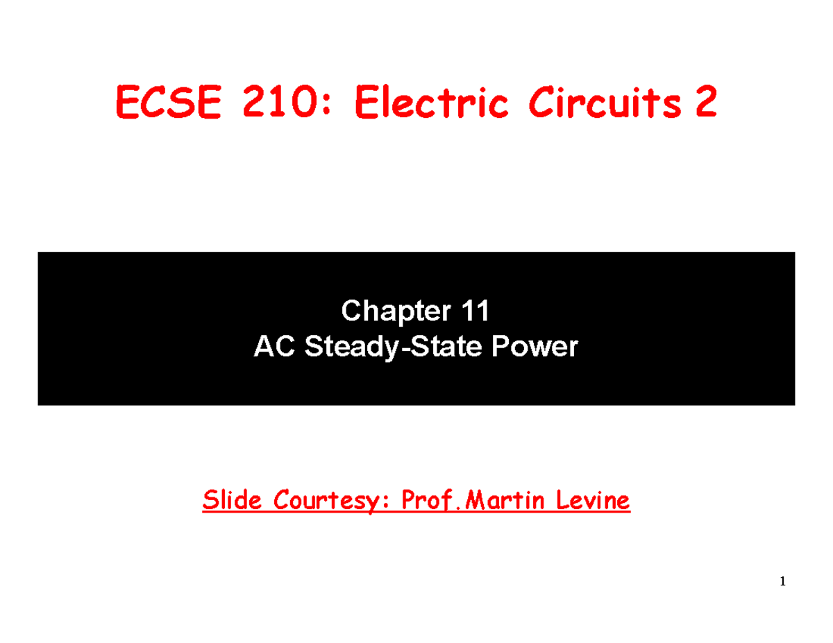 AC Steady-State Power - Electrical Engineering : Second-order circuits ... AC Steady-State Power - Electrical Engineering : Second-order circuits ...