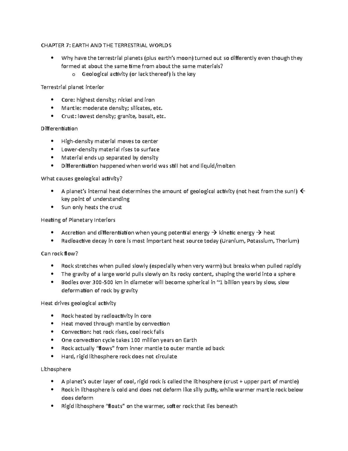 Astronomy Chapter 7 - AY101 WITH PROFESSOR IRWIN - CHAPTER 7: EARTH AND ...