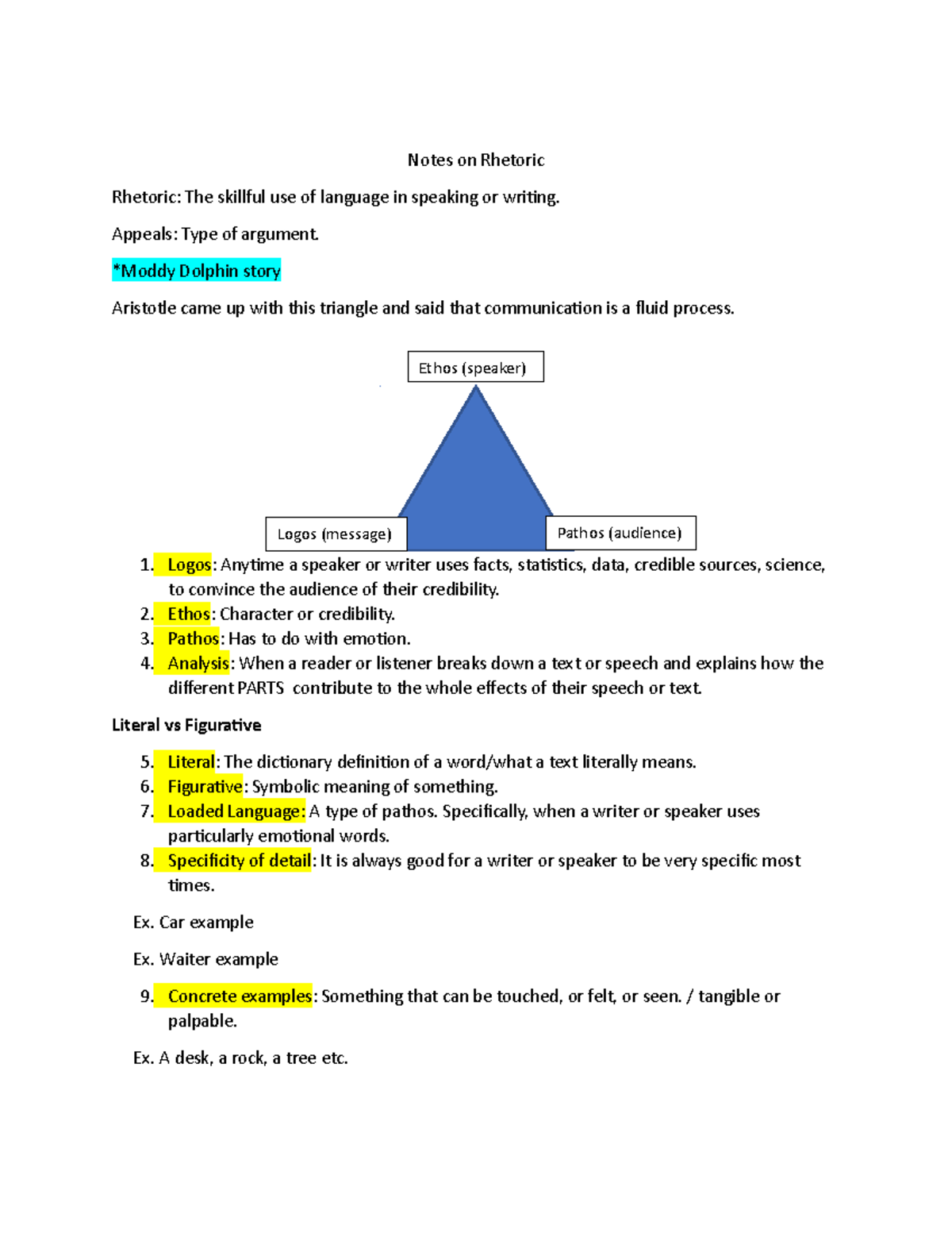 Rhetoricnotes - Lecture notes 1 - Notes on Rhetoric Rhetoric: The ...