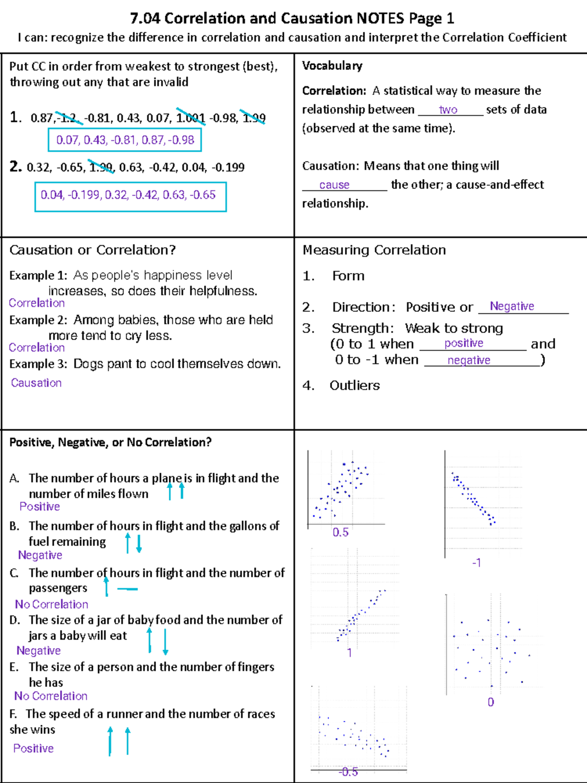 Kami Export 1st Lesson 704 Correlation And Causation Notes 7 Correlation And Causation