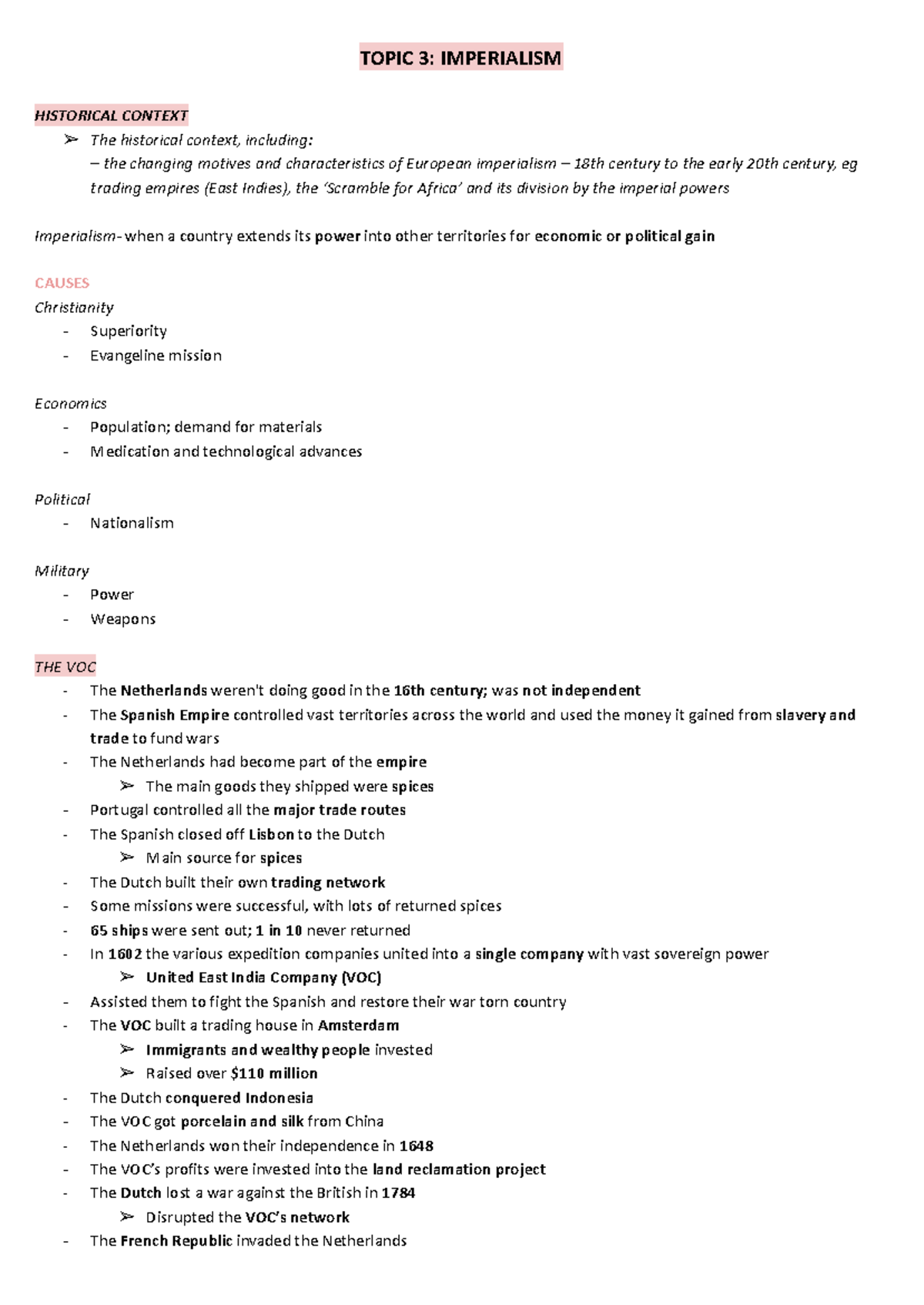 Imperialism - Modern notes - TOPIC 3: IMPERIALISM HISTORICAL CONTEXT ...