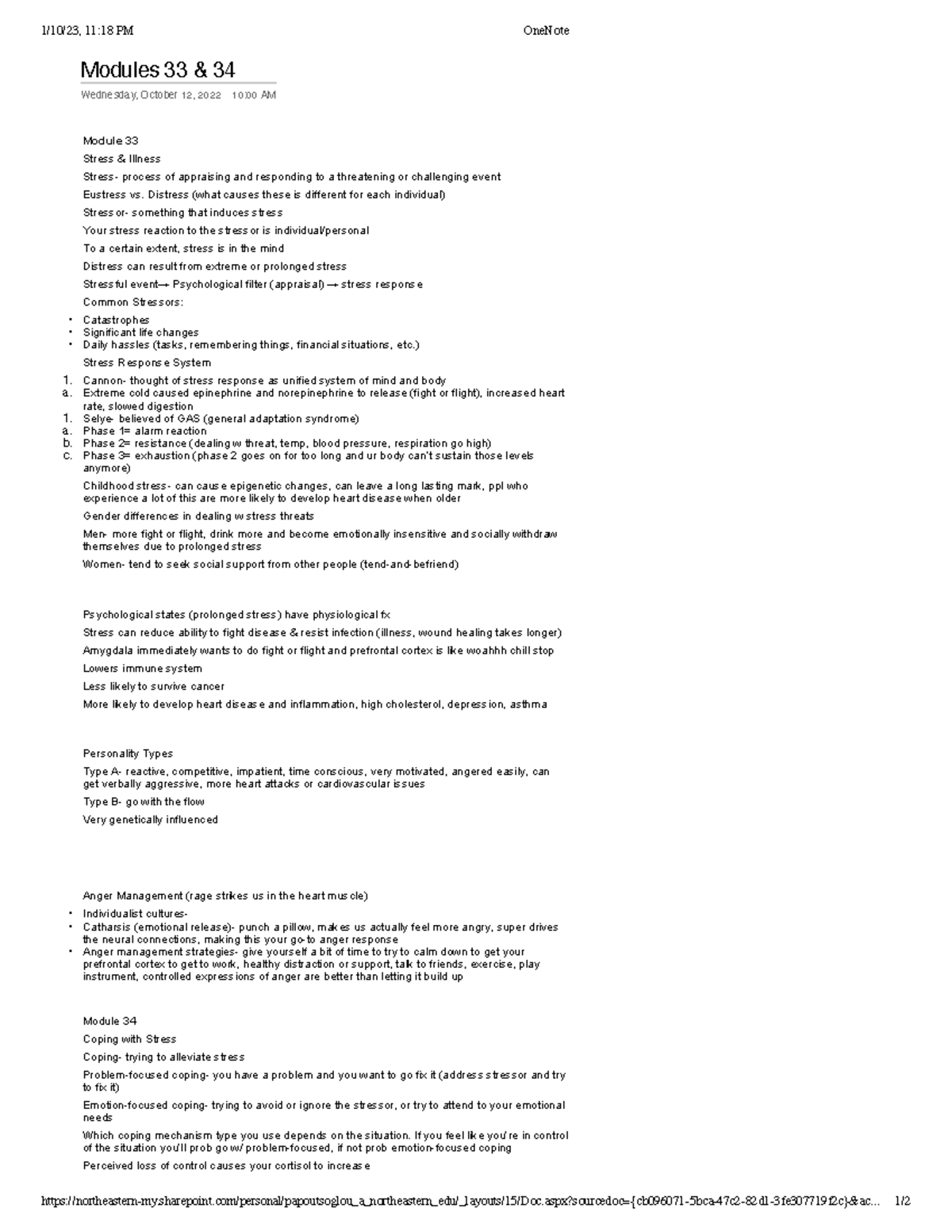 Modules 33 and 34 - Lecture notes from fall 2022 of Dr. Bradley's ...