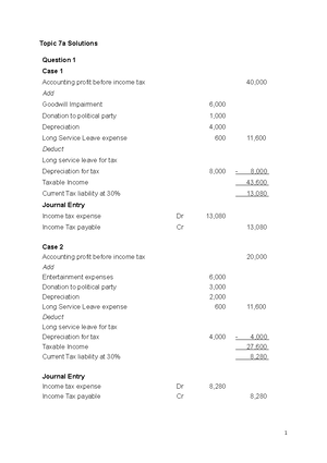 Week 4 solutions(1) - tutorial work - Topic 4 Solutions Question 1 ...
