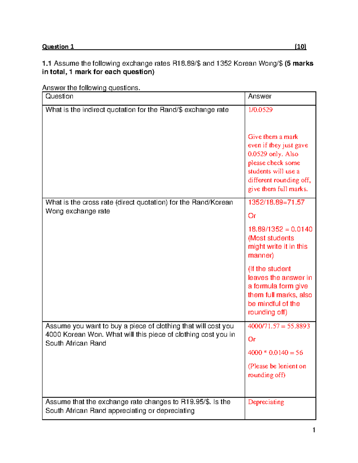 Eco 100 Test- ST 4 - Question 1 (10) 1 Assume the following exchange ...