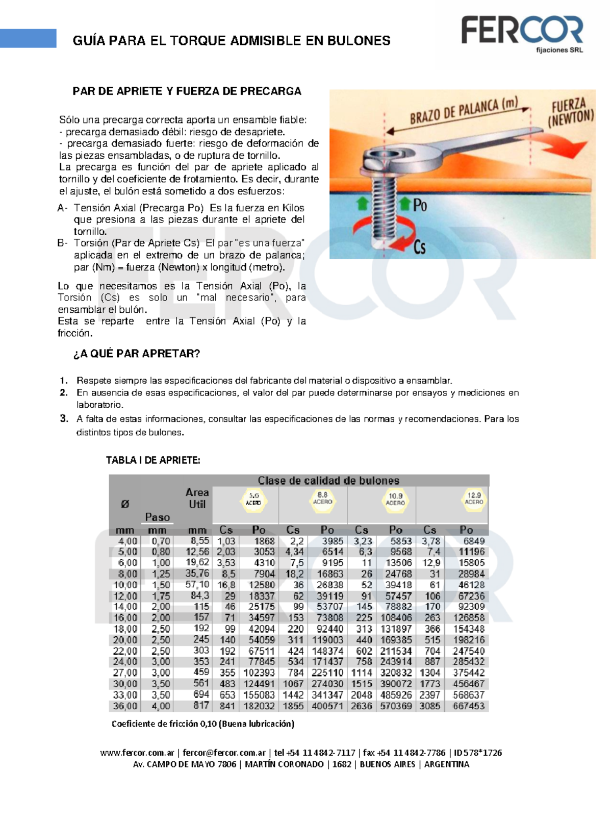 Guia para el torque admisible en bulones - GUÍA PARA EL TORQUE ...