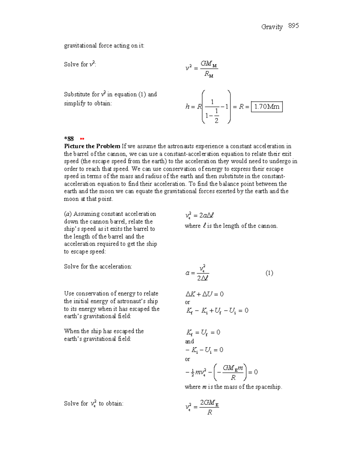 Physics Material - Gravity 895 gravitational force acting on it: Solve for v 2 : M 2 M R GM v ...