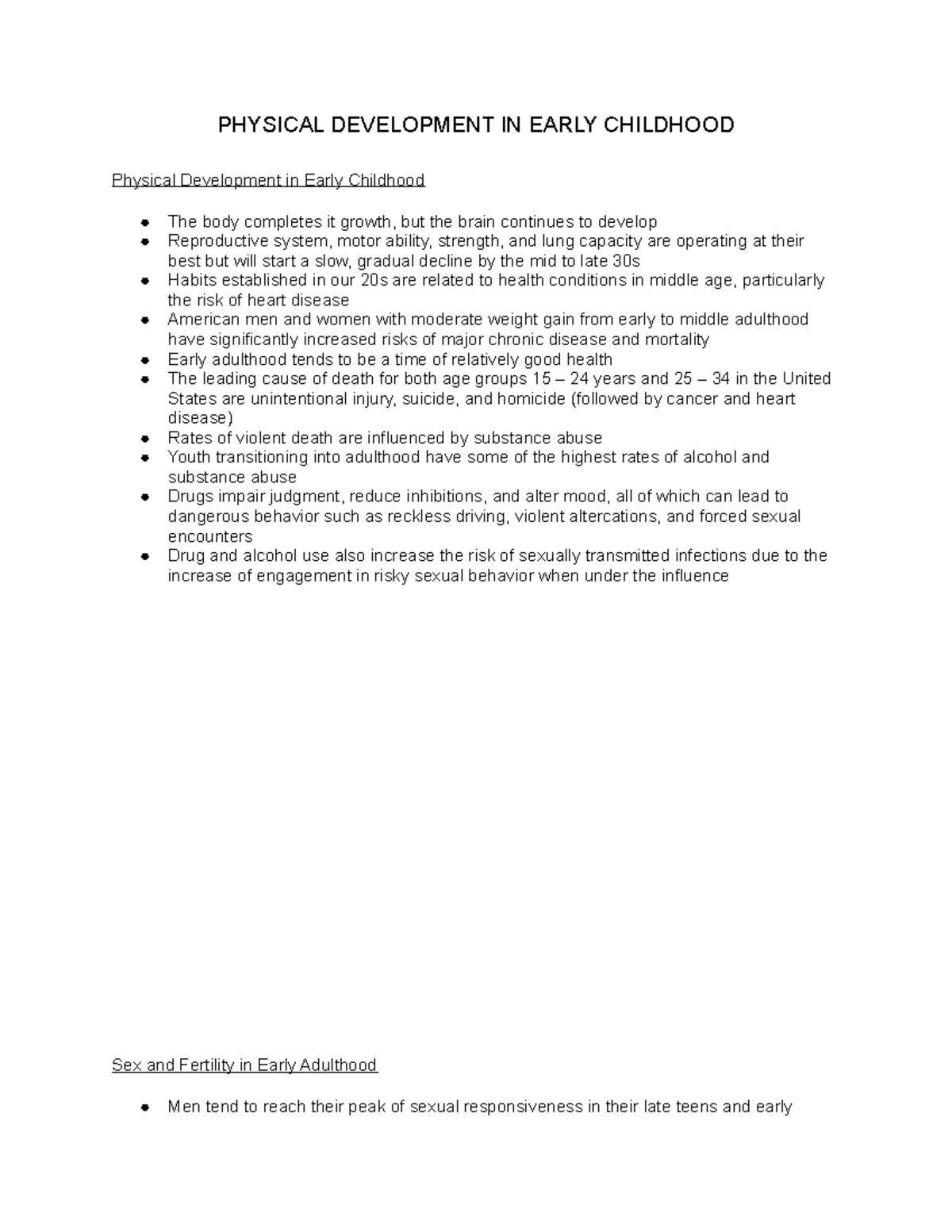 PSY 230 Module 8 Part 1 Notes Physical Development in Early Childhood ...