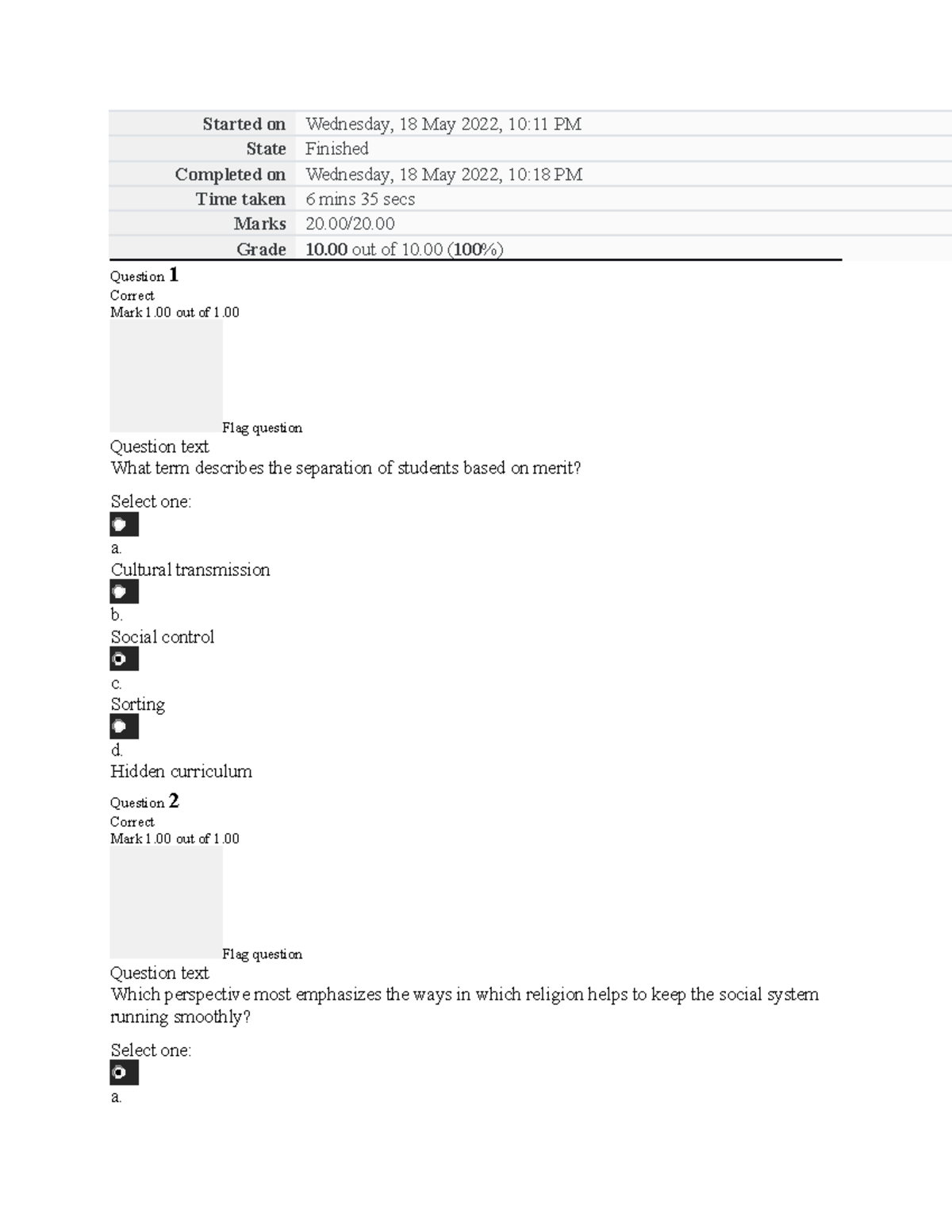 Self Quiz Unit 6 - Self Quiz Unit 6 - Introduction to Sociology SOC ...