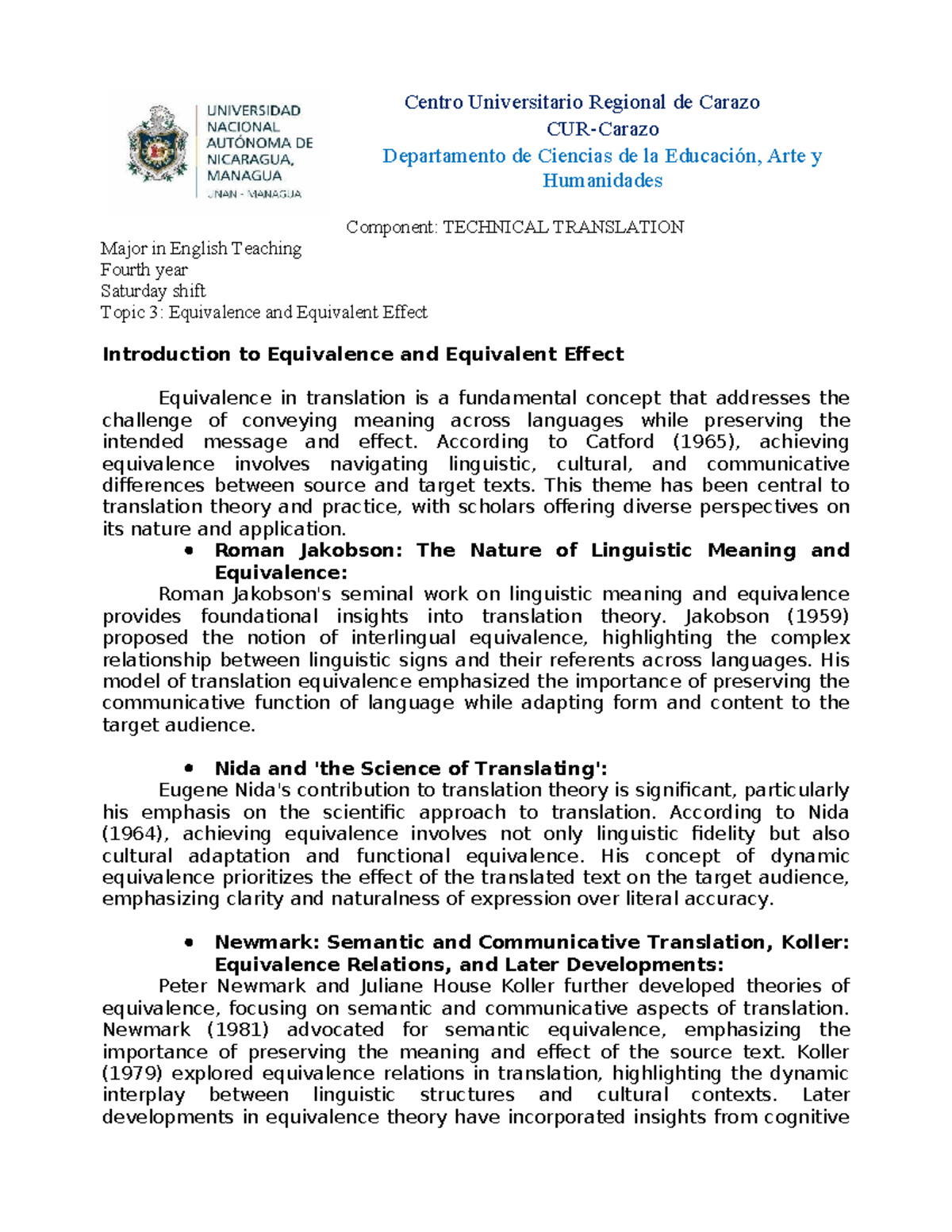 Topic 3- Equivalence and Equivalent Effect - Centro Universitario Regional de Carazo CUR-Carazo ...