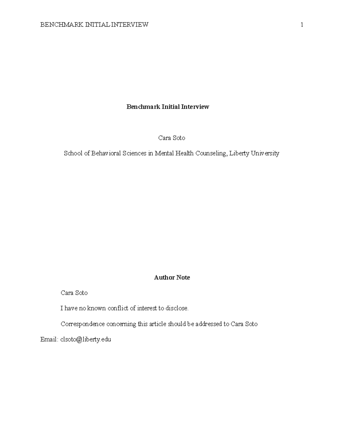 Benchmark Initial Interview class 521 - Benchmark Initial Interview ...