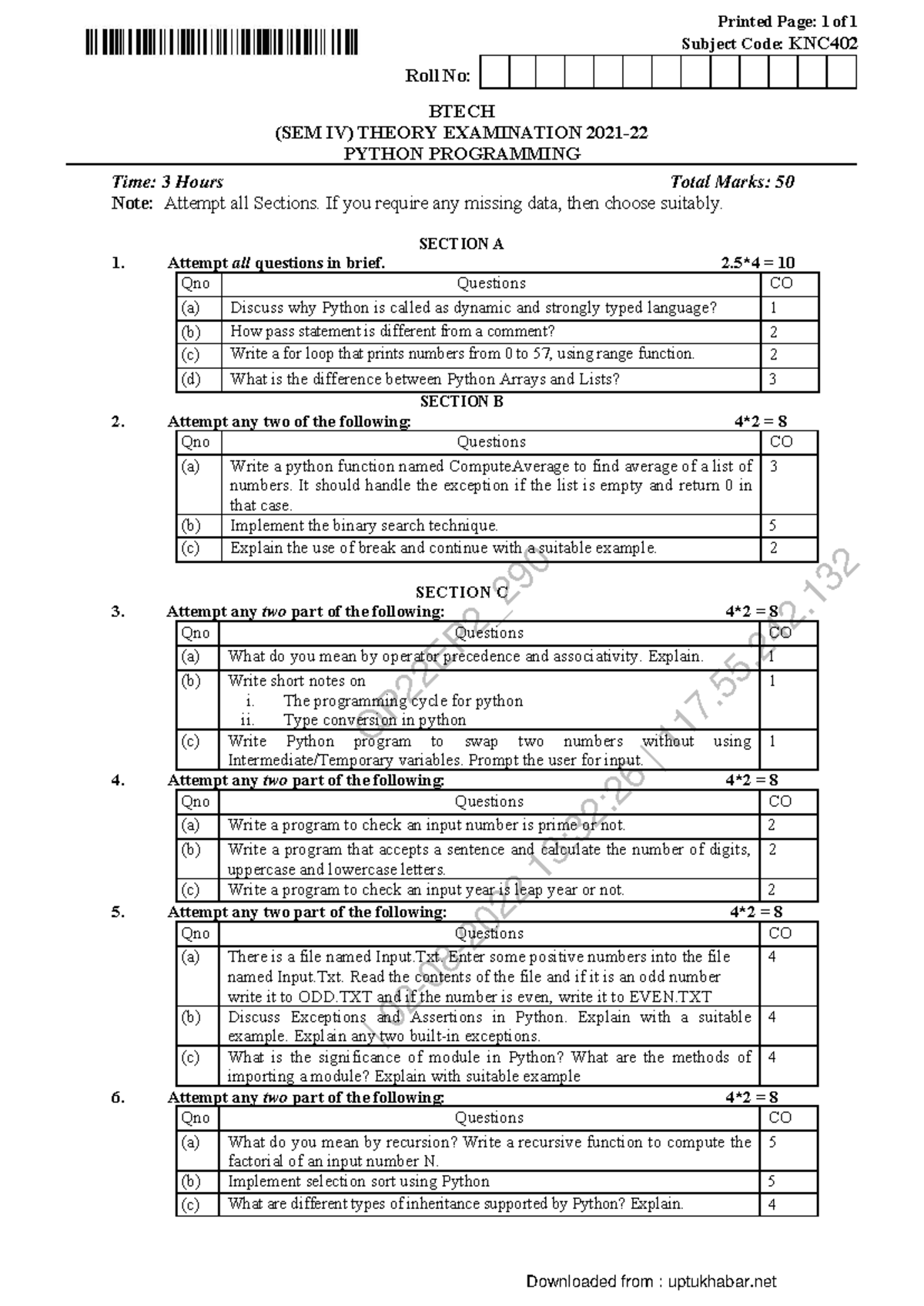 Python Programming KNC402 2021 - QP22EP2_ | 02-08-2022 13:32:26 | 117. ...