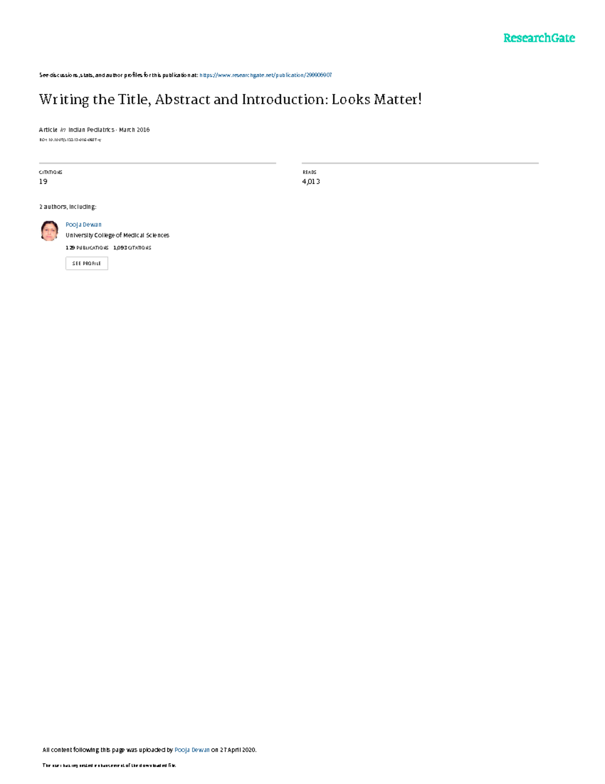 Writing the Title Abstract and Introduction Looks - See discussions ...