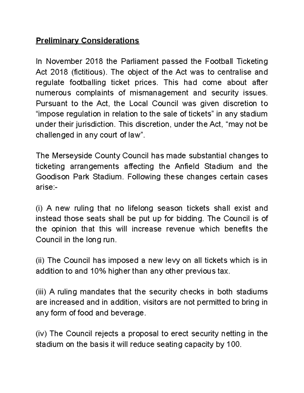 Tutorial Question aiman- Preliminary Considerations - Preliminary Considerations In November ...