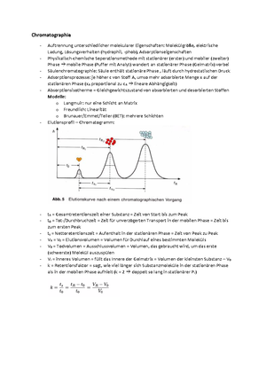 Protokoll Chromatographie - Inhaltsverzeichnis 1 Einleitung 1 Zielsetzung 2 Material und ...