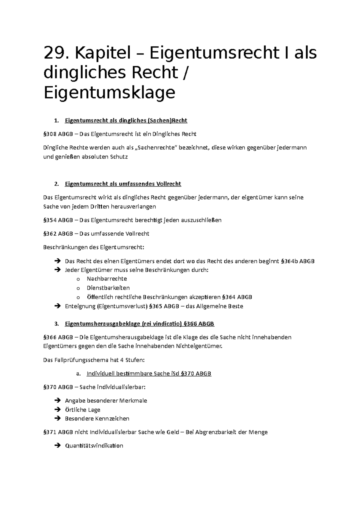 29. Kapitel - Eigentumsrecht 1 - Eigentumsherausgabeklage - 29. Kapitel ...
