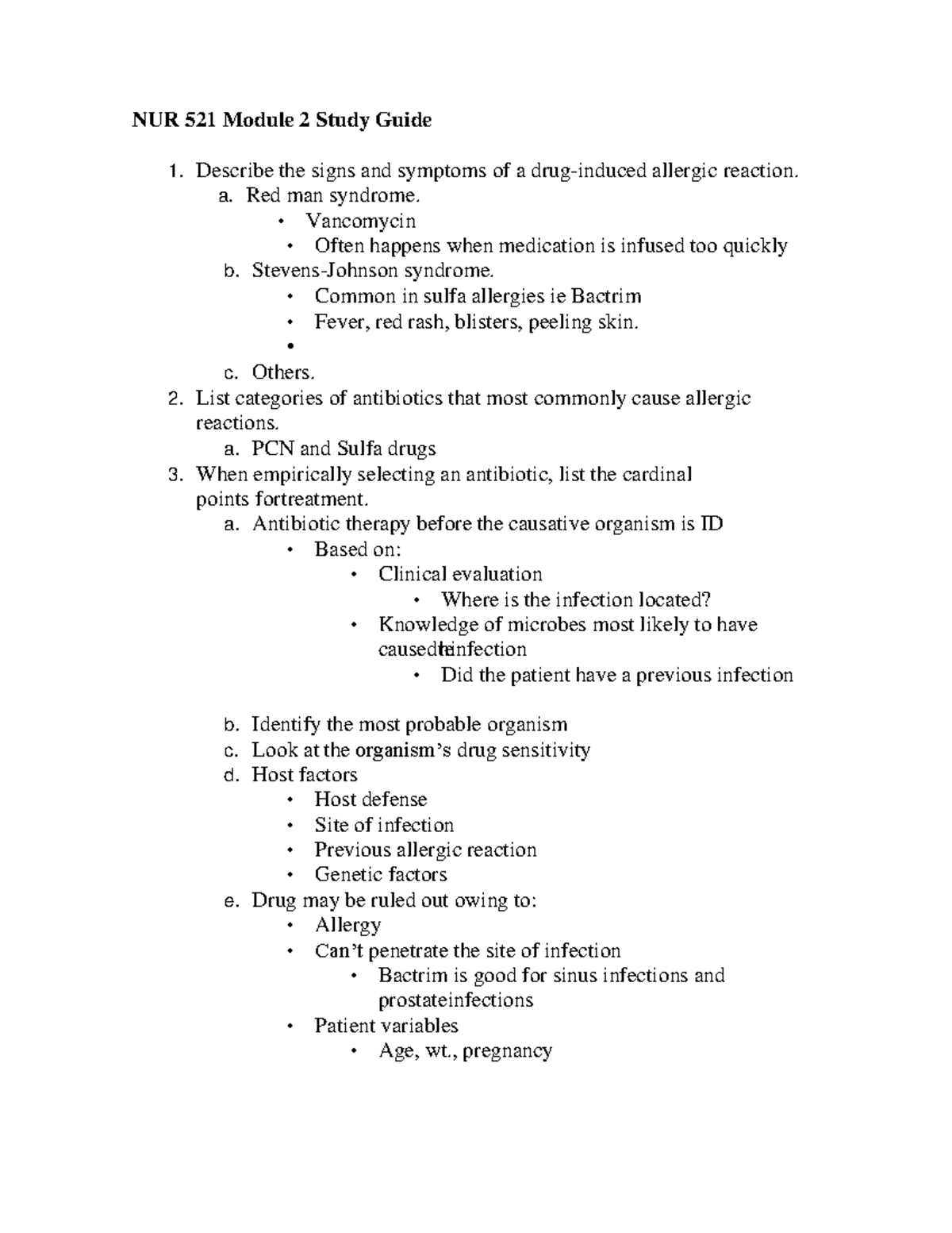 NUR521 Module 2 Study Guide - NUR 521 Module 2 Study Guide 1. Describe ...