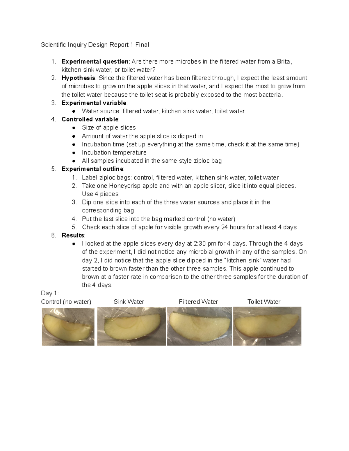 MIC 205L Scientific Inquiry Report Final Draft - Scientific Inquiry ...