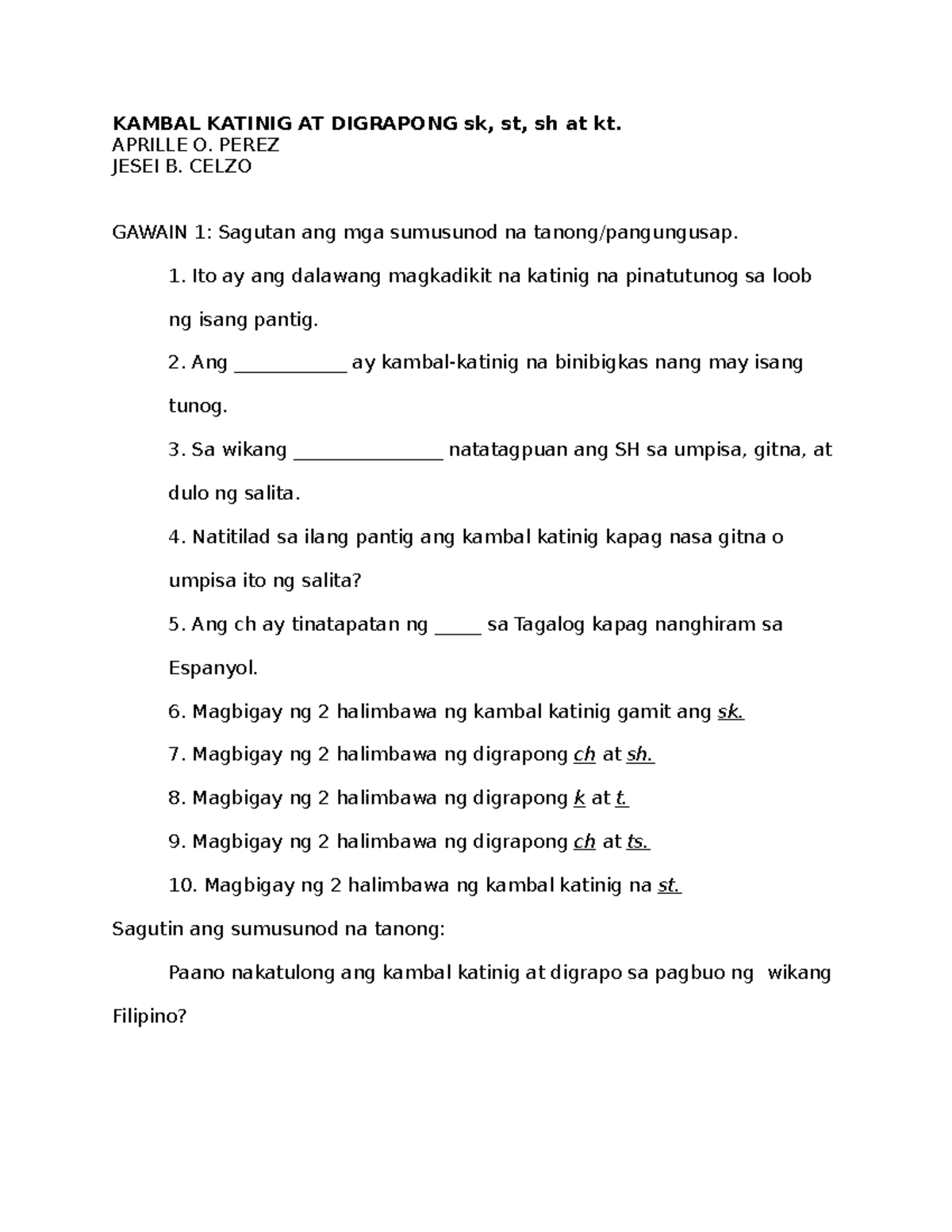 Kambal Katinig AT Digrapo- Gawain - KAMBAL KATINIG AT DIGRAPONG sk, st ...