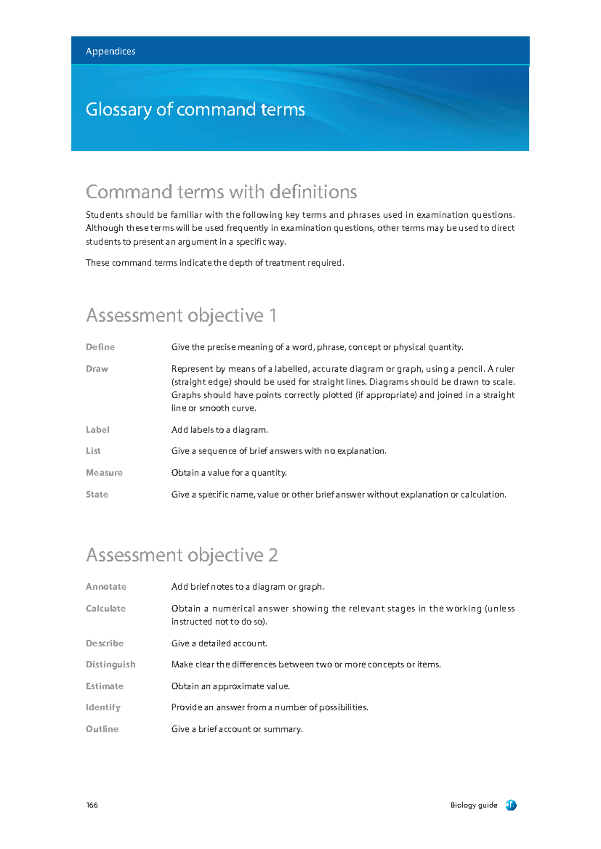 Command terms - 166166 Biology guide Appendices Glossary of command ...