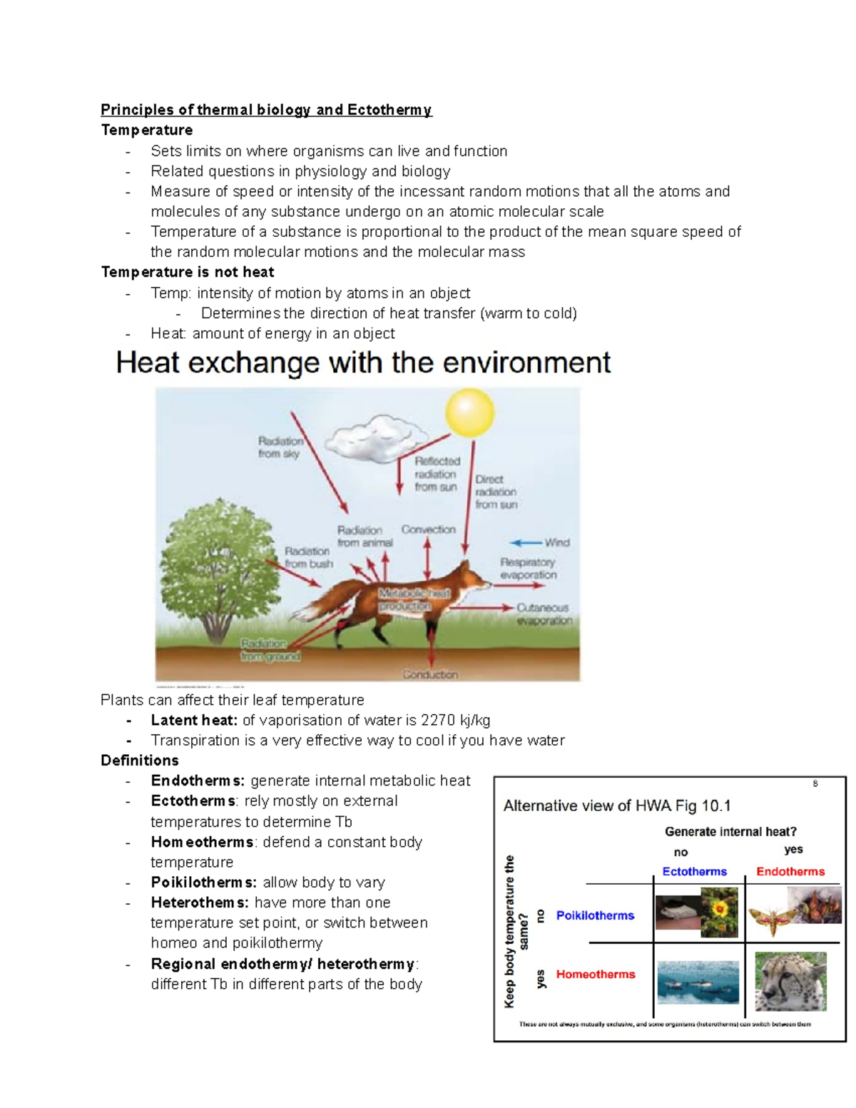 Week 3 - Bio 2601 - Principles of thermal biology and Ectothermy ...