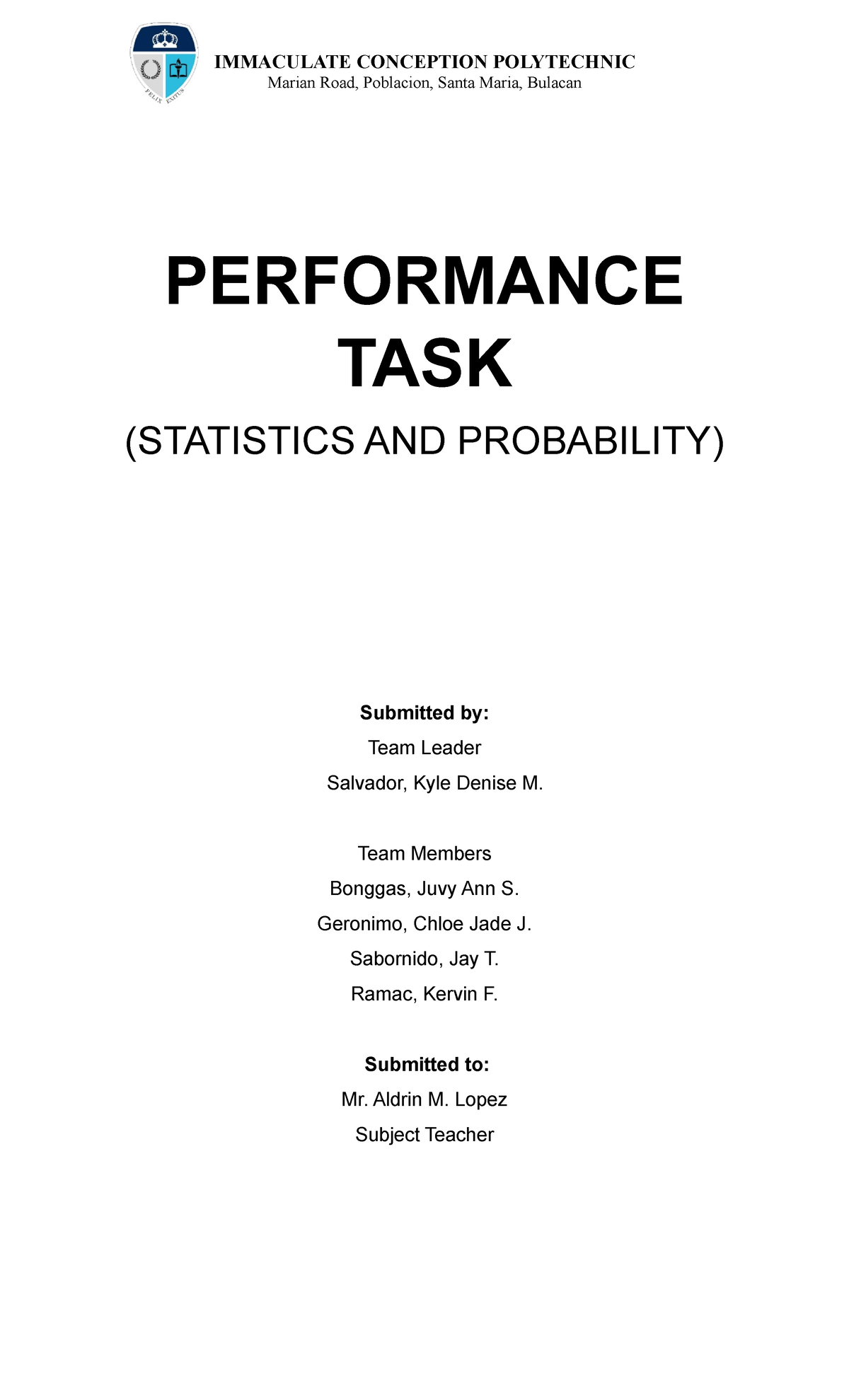 EXAM ANSWER RESEARCH 12 - Marian Road, Poblacion, Santa Maria, Bulacan ...