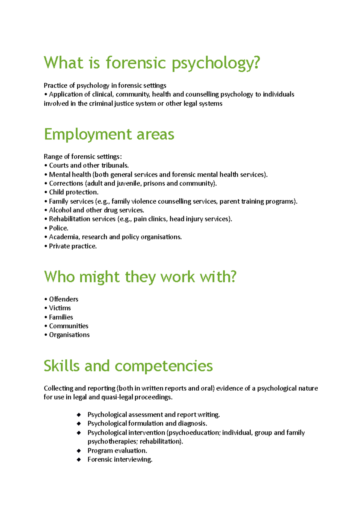 W8- Forensic Psychology - What is forensic psychology? Practice of ...
