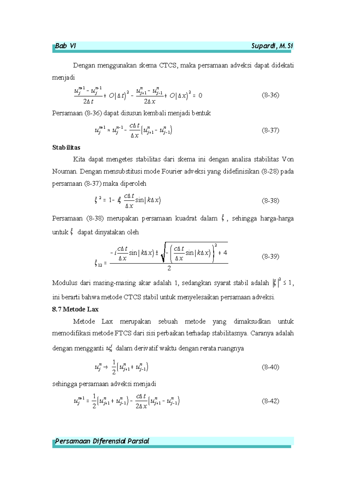 Persamaan Diferensial 2 - Bab VI Supardi, M Dengan menggunakan skema ...