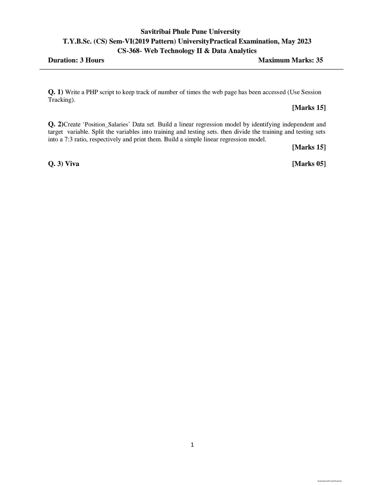 TYBSc(CS) WT & DS Practical Slips - Savitribai Phule Pune University T.Y.B. (CS) Pattern) - Studocu