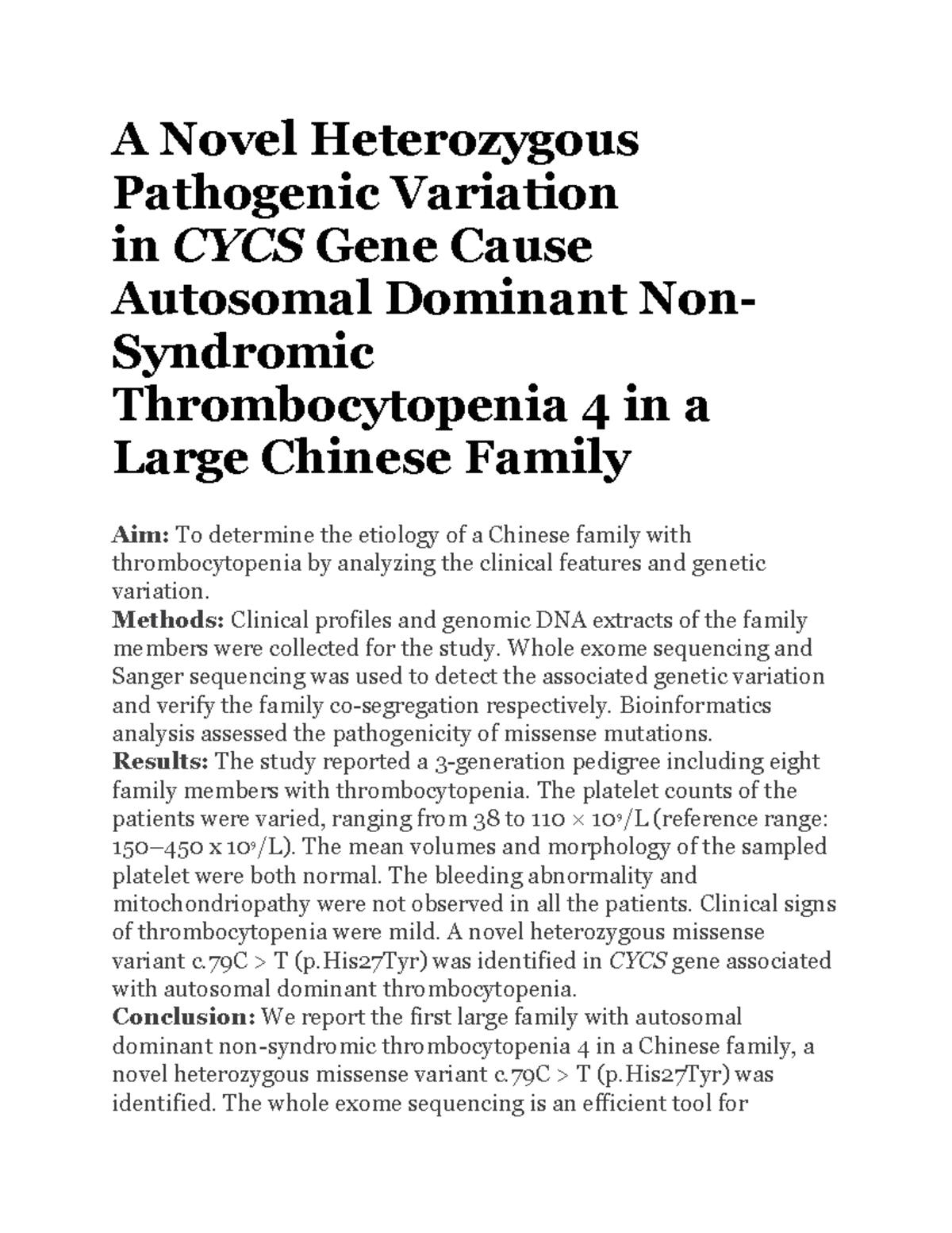 A Novel Heterozygous Pathogenic Variation - A Novel Heterozygous ...