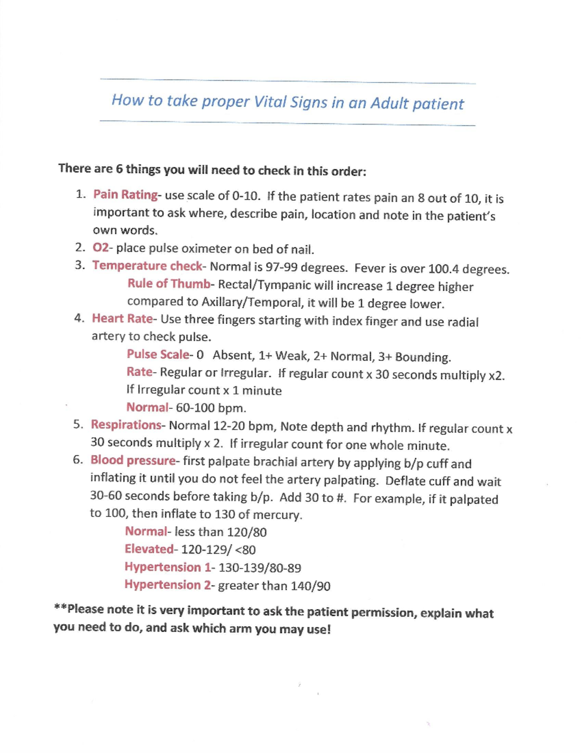 How to take proper vital signs in an adult patient - nurs 115 - Studocu