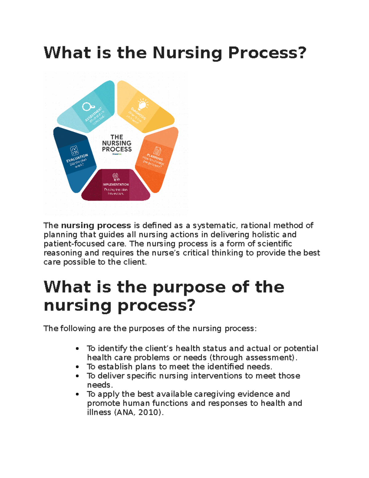 What is the Nursing Process - The nursing process is a form of ...