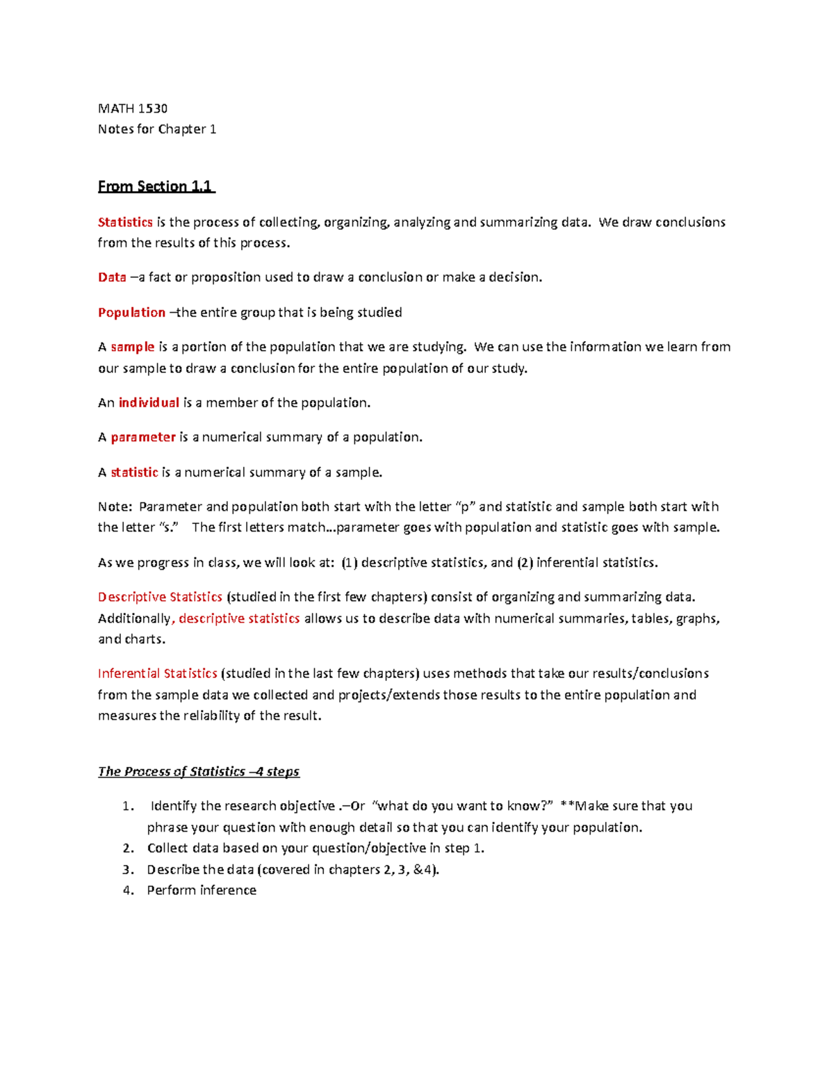 Notes Lecture 1 - MATH 1530 Notes for Chapter 1 From Section 1 ...