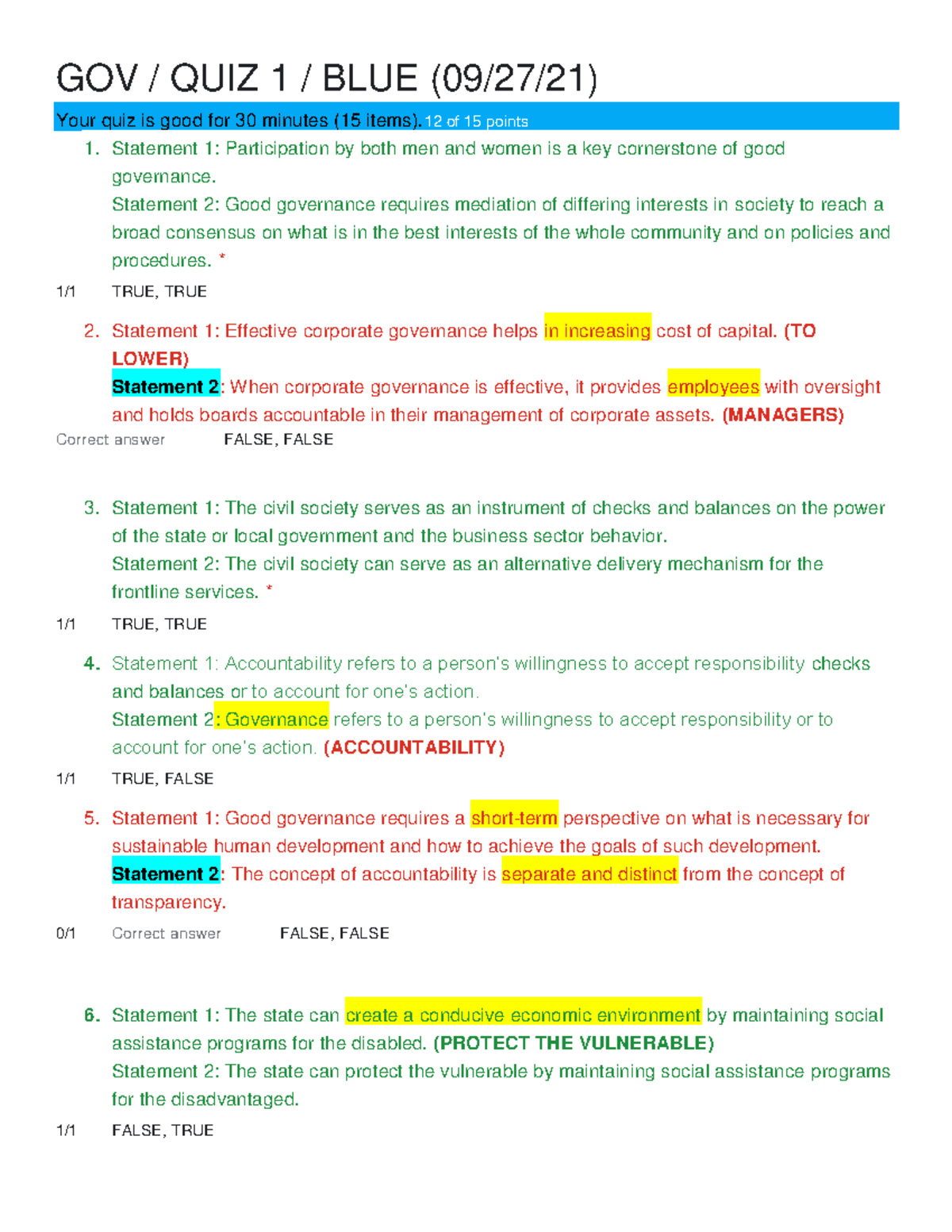 CORPORATE GOVERNANCE QUIZZES CORPORATE GOVERNANCE QUIZZES - GOV / QUIZ ...